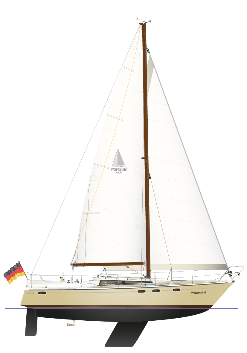 DEHLER OPTIMA 98 A - digitale Schiffsriss Graphik - Mein Yacht Portrait